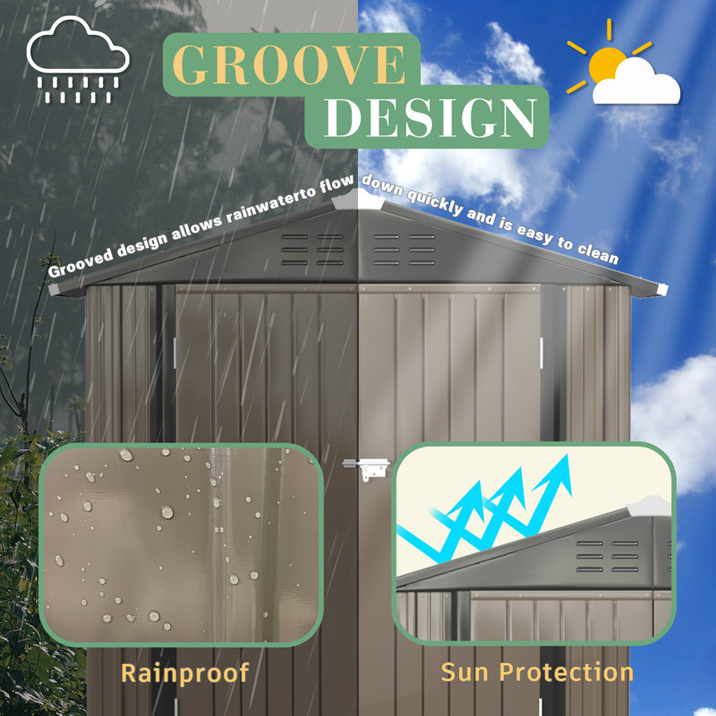 Devoko 6 ft. W x 4 ft. D Steel Storage Shed & Reviews | Wayfair